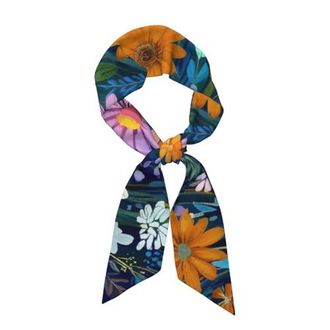 Generic Foulard color&eacute; en satin de soie pour femme avec motif fleurs sauvages pour le sport, le yoga, le visage