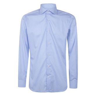 Barba Klassisches Baumwoll-Twill Stright Bacchetta Hemd - - Shirts - Herren - Blau - 3XL