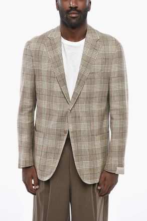 Corneliani Halbgef&uuml;tterter Blazer Aus Baumwollmix Mit Tartanmuster Corneliani