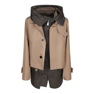 sacai Femme, Vestes, Vert, Taille: 42 FR Veste en gabardine de coton