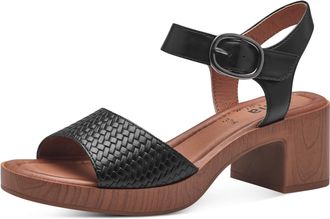 Jana Damen Sandalen mit Absatz mit Klettverschluss Vegan, Schwarz (Black), 38 EU