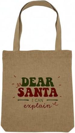 Fabulous Sac Shopping Tote Bag Aspect Lin - Dear Santa I can Explain Christmas Winter Gift - Sac de Courses Toile Epaisse 360g Beige Naturel Cabas Port&eacute; Epaule