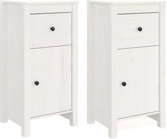 vidaXL Sideboards 2 Stk. Wei&szlig; 40x35x80 cm Massivholz Kiefer Vidaxl