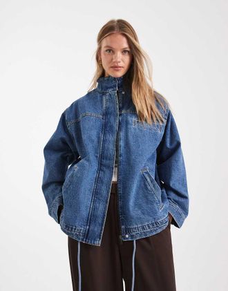 Asos Jeansjacke mit Stehkragen-Blau
