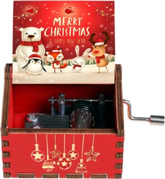 Generico Vintage-Musik-Kurbel aus Holz, klassisch geschnitzt, aus Holz, geeignet f&uuml;r Geburtstag, Weihnachten, Muttertag, Erntedankfest