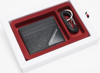 Tommy Hilfiger Th Mini Cc Holder & Key Fob Geschenkpackung, Herren, Schwarz (Black), Os