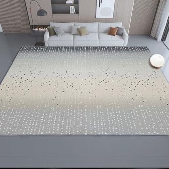 Generic Gris Clair Tapis pour Salon 140 x 200 cm, Lavables avec Dos Antid&eacute;rapant, Tapis &agrave; Poils Courts Imprim&eacute; Minimaliste Pois Rayures pour Cuisine Salle &agrave; M