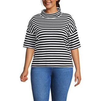 Lands End Supima Rollkragenshirt, Damen, Gr&ouml;&szlig;e:48-50 plus, Schwarz, Baumwolle, by Lands End