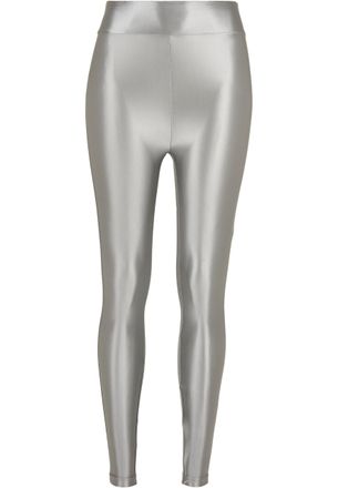 Urban Classics Damen Ladies Highwaist Shiny Metalic Leggings Hose, darksilver, 4XL