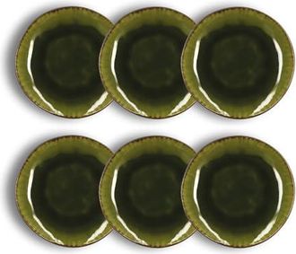 Ogo Living Lot de 6 assiettes à dessert META en grès vert 20cm - 2614319