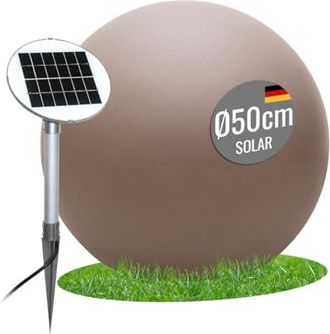 8 Seasons design Solar Kugelleuchte 50 cm Shining Globe (taupe) LED warmweiß, Dämmerungssensor - wetterfest - Solarlampe für außen (Garten, Terrasse, Balkon) - 