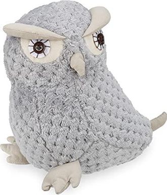 Relaxdays T&uuml;rstopper Eule, Schwerer T&uuml;rd&auml;mpfer, aus Stoff, Sandf&uuml;llung, Deko, T&uuml;rsack Boden, HxBxT 22 x 21 x 17 cm, grau
