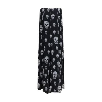 Alexander McQueen Womens Black Silk Long Skirt