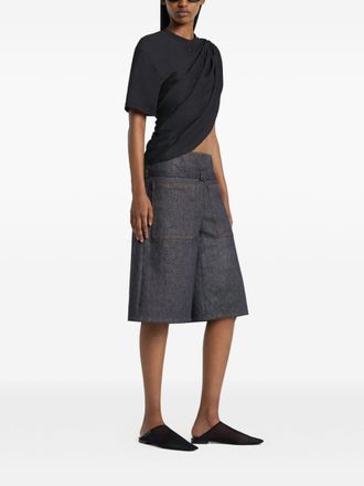 Courr&egrave;ges Belted Denim Shorts - Indigo