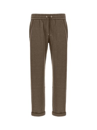 Brunello Cucinelli Cotton-Silk Blend Joggers - Brown