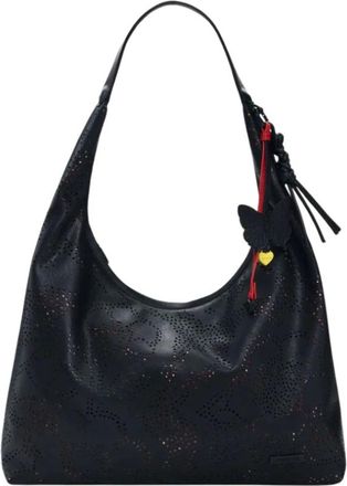 Desigual Femme, Sacs, Noir, Taille: ONE Size Borsa media traforata fiori