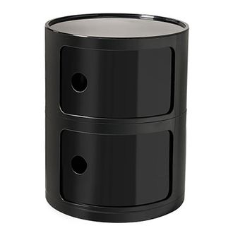 Generic Runder Nachttisch Mit Schubladen, 3-stufiger Beistelltisch Mit Schiebet&uuml;ren for Schlafzimmer, Wohnzimmer, Badezimmer (rot)(Black,2 Tier)