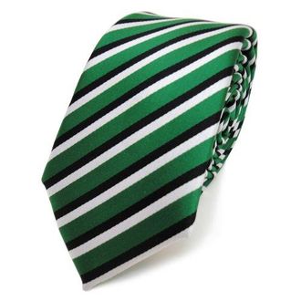 TigerTie &eacute;troit Designer cravate - vert de signal noir blanc ray&eacute;