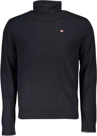 Napapijri Schwarzer bestickter Rollkragenpullover - - Knitwear - Herren - Schwarzk - 2XL