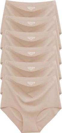 Generic Lot de 6 slips sans couture &agrave; couverture compl&egrave;te pour femme - Taille haute - Slip invisible - Soyeux - Extensible - Respirant, 6 pi&egrave;ces-E, XXL-9XL