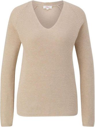 s.Oliver V-Ausschnitt-Pullover Basic (1-tlg) V-Ausschnitt, lamgarm