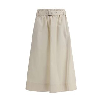 Brunello Cucinelli Cremefarbener Weit Langer Rock Elastischer Bund - - Skirts - Damen - Beige - L