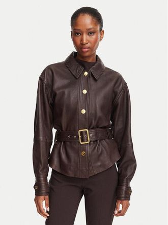 Guess Lederjacke G6YL02 L0109 Dunkelbraun Regular Fit