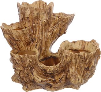 Angoily Treibholz Pflanzgef&auml;&szlig; aus Kunstharz Dekorativer Sukkulententopf im Baumstumpf Design f&uuml;r Drinnen Kompakter Zimmerpflanzen Topf mit Luftzirkulierender 