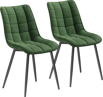 Woltu Esszimmerstühle 2er Set, für Wohnzimmer Küche Esszimmer, Küchenstühle gepolstert mit Rückenlehne, Sitzfläche aus Samt, mit Metallbeinen, bis 150 kg be