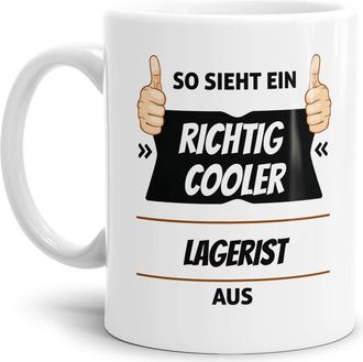 Tassendruck Berufe-Tasse so Sieht EIN Richtig Cooler Lagerist aus Weiss/Job/mit Spruch/Kollegen/Arbeit/Geschenk-Idee/Büro