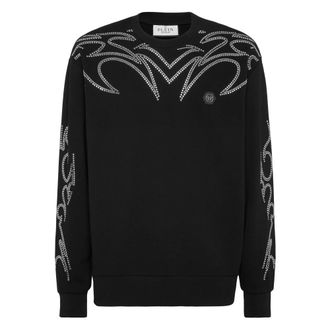 Philipp Plein Homme, Sweatshirts et sweats &agrave; capuche, Noir, Taille: XL Fleece SweaT-shirt Texas Studs