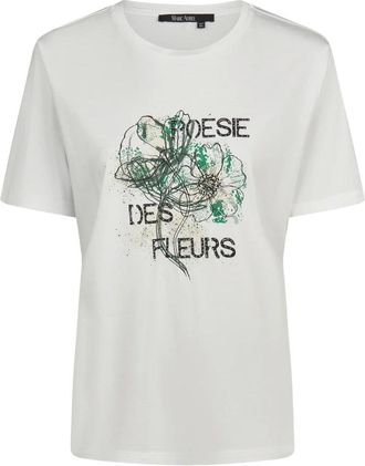 Marc Aurel Femme, Tops, Blanc, Taille: 42 FR T-shirt avec motif design et inscription brillante