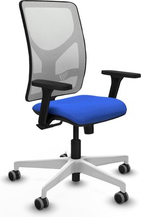 Piqueras y Crespo B&uuml;rostuhl, R&uuml;ckenlehne, Netzstoff, mit 3D-Armlehnen, h&ouml;henverstellbare Lendenwirbelst&uuml;tze, ausgestattet mit 3 Positionen und Schneideschaum, Wei&szlig;/Blau