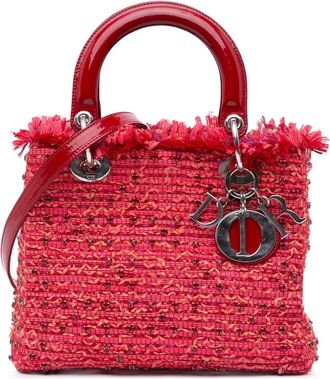 Dior Hobo Bags - Medium Tweed Fringe Rhinestone Lady Dior - Gr. unisize - in Rot - für Damen