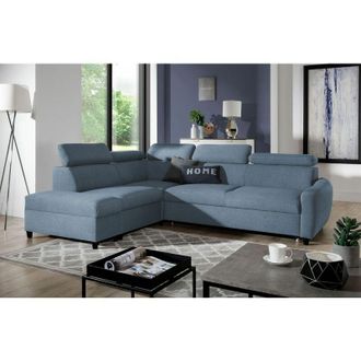 Fun M&ouml;bel Ecksofa Schlafsofa Sofa anton in Stoff Esito Hellblau Ottomane Links
