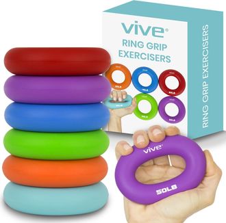 Vive Handgrifftrainer (6er-Pack) - Unterarm- und Fingerring-Stärkungs-Set - Silikon-Quetsch-Greifer für Muskelstärkung - Arthritis Finger Physiotherapie PT