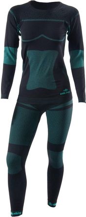 Viking Thermounterw&auml;sche Damen Set Hose und Longsleeve Funktionsunterw&auml;sche Isla Set, 70 schwarz/dunkelgr&uuml;n, S