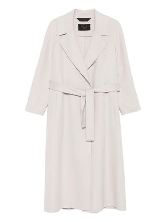 Palt&ograve; Cremefarbener Wollmantel mit G&uuml;rtel