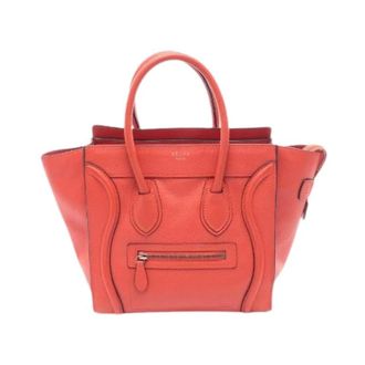 Celine Sac cabas en cuir Pre-owned Luggage Micro Shopper - Femme - Pre-owned - Rouge - Taille: ONE Size