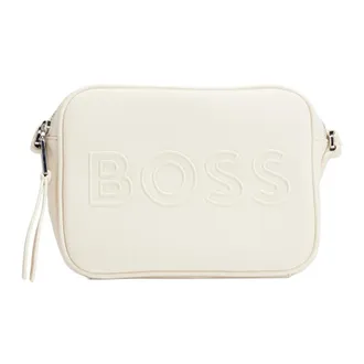 HUGO BOSS Femme, Sacs, Blanc, Taille: ONE Size Sac bandouli&egrave;re en similicuir grain&eacute;