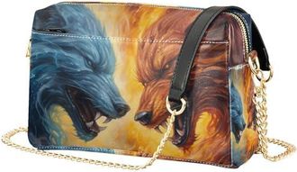 Mnsruu Sacs à bandoulière pour femme, sac à main en cuir motif loup hurlant