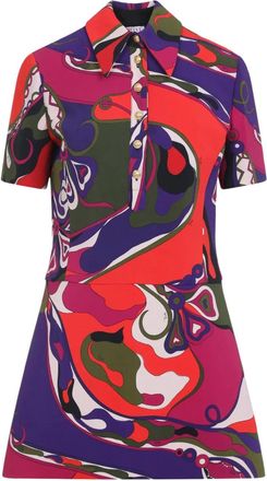 Pucci robe-chemise à imprimé abstrait - Rouge