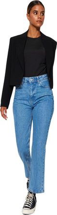 Trendyol Womens Blue High Waist Straight TWOAW24JE00061 Jeans, 36