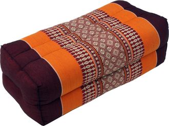 Guru Shop Meditationskissen, Blockkissen, Eckiges Yoga St&uuml;tzkissen, St&uuml;tzkissen, Thai Nackenst&uuml;tze mit Kapok - Rotbraun/orange, 10x20x30 cm