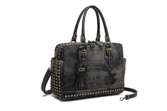 Collezione Alessandro Handtasche Denim aus griffigem Jeansstoff mit Nieten 34cm x 24cm x 12cm