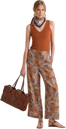Maliparmi Maliparmi, Femme, Pantalons, Brun, Taille: 38 FR Collection Print Pantalons