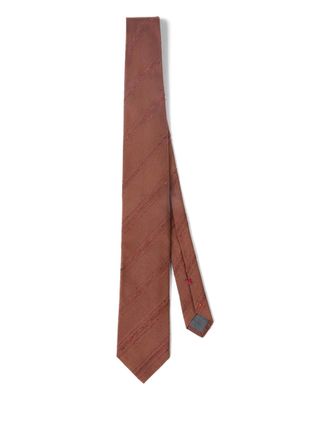 Brunello Cucinelli stripes silk tie - Orange