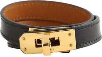 Herm&egrave;s Bracelet en cuir noir