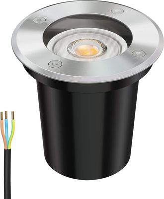 LEDs Com Boden-Einbauleuchte BOLI für außen Edelstahl rund IP67 108mm Ø inkl. 5,473W LED Lampe 468lm 30° warmweiß