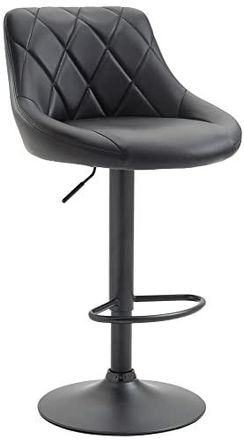 Clp Tabouret De Bar Réglable en Hauteur Lazio Similicuir I Chaise Hauteur De Bar Confortable avec Dossier Et Repose-Pied I Réglable Pivotant, Couleur:Noir
